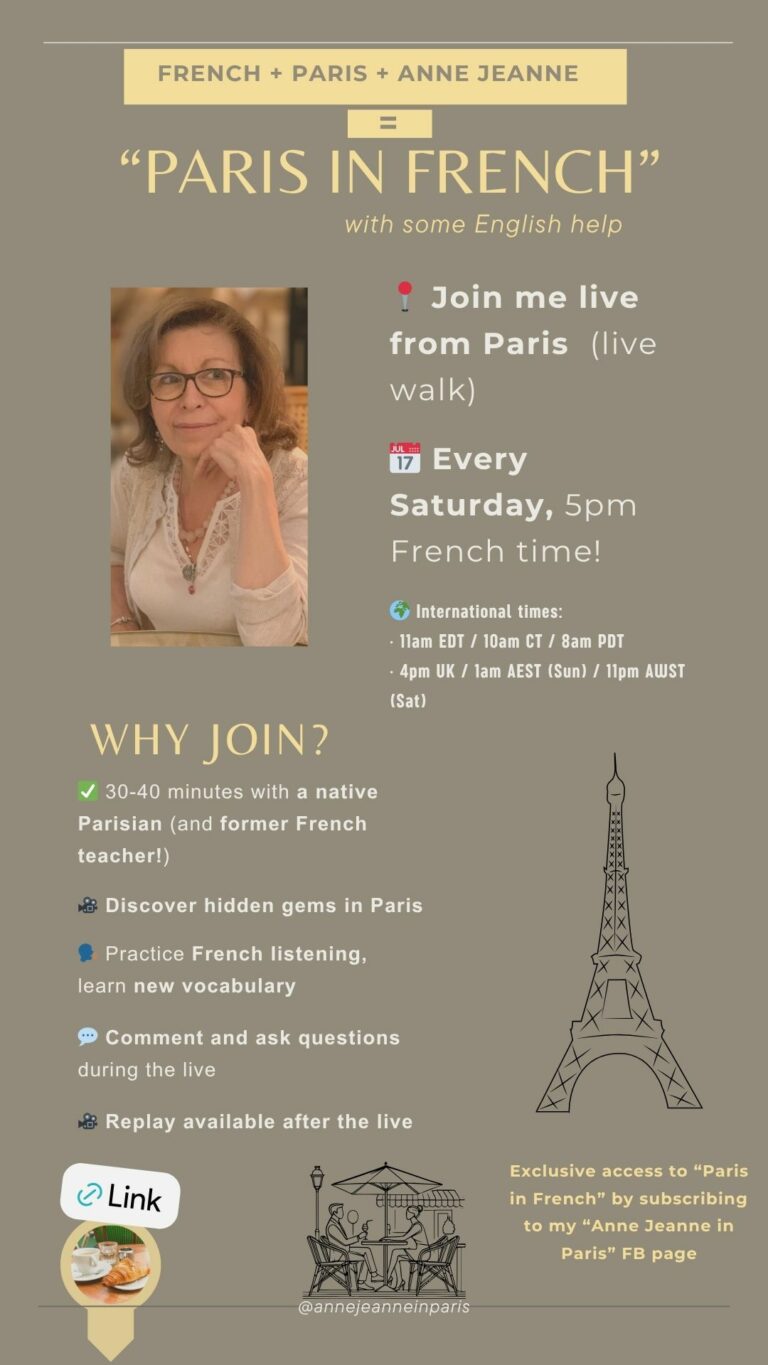 “PARIS in FRENCH” LIVE WALKS (with some ENGLISH support) – Anne Jeanne ...